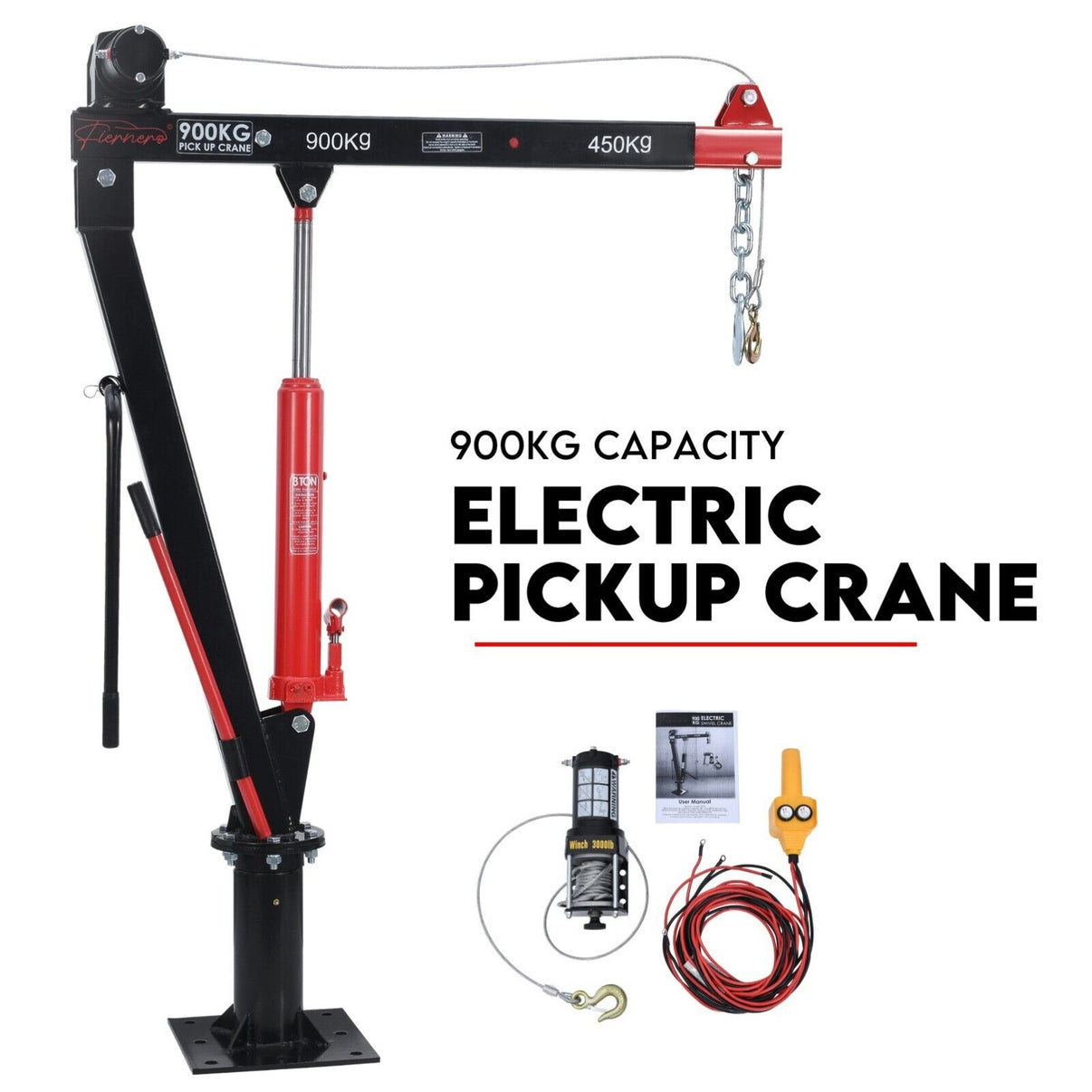 900kg Swivel Hydraulic Crane Hoist 12V Electric Jack – WinchesDirect